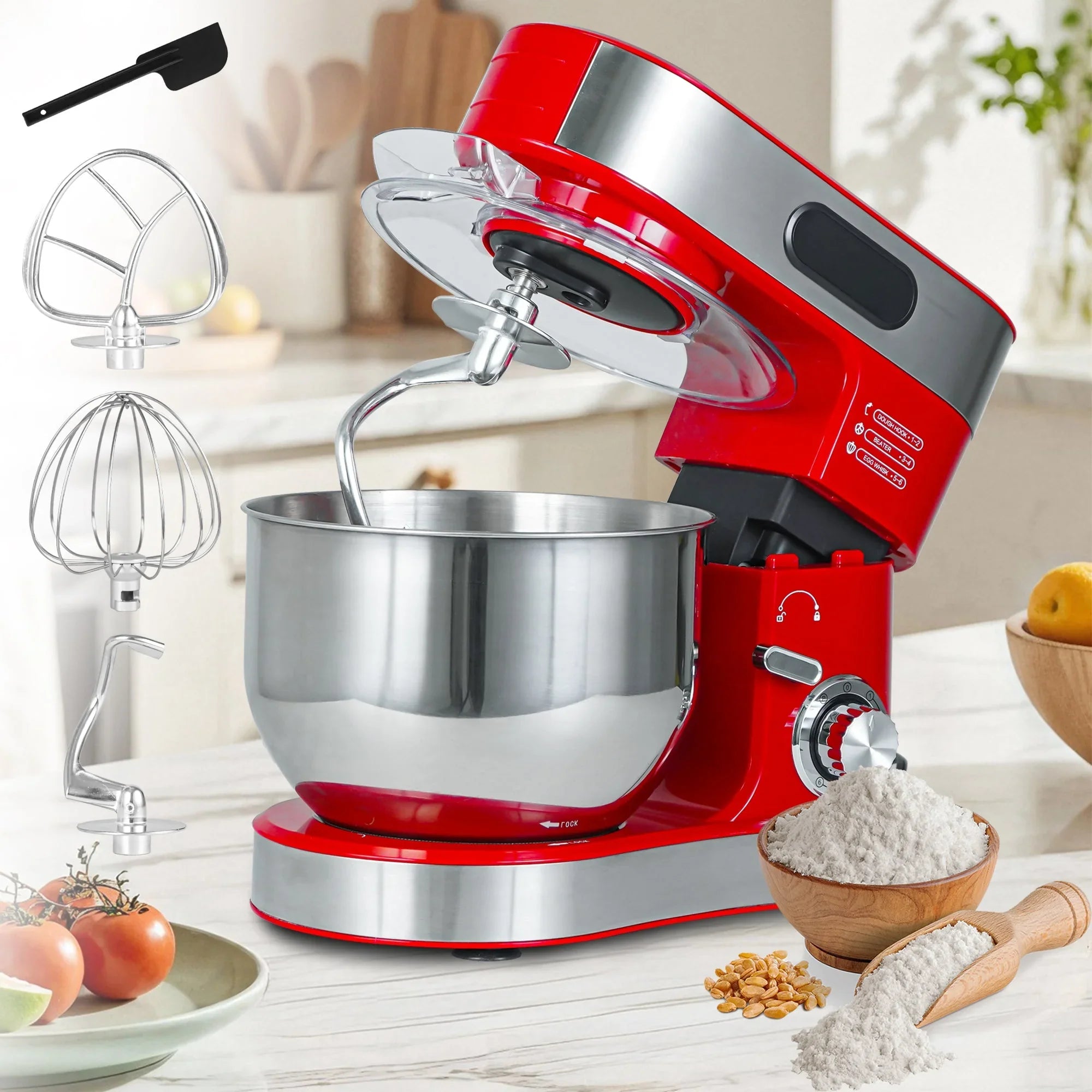 Vanub Kitchen Stand Mixer with Mixing Bowl, Dough Hook, Egg Whisk ...